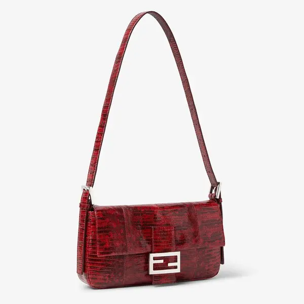 Fendi Baguette® 26424 Burgundy Lizard-leather Bag